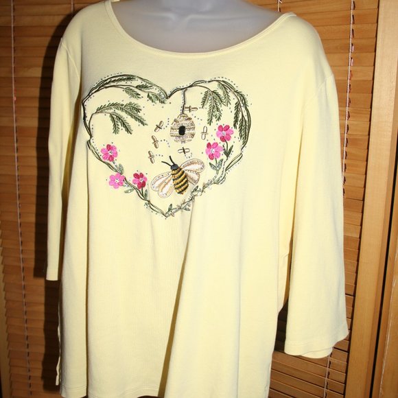 Quacker Factory | Tops | Quacker Factory Bumble Bee Embroiled Scoop ...